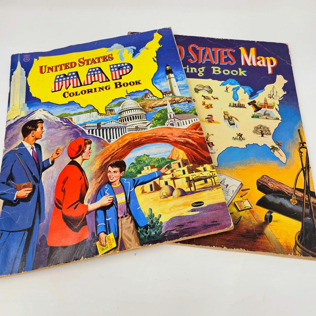 1955 United States Map Coloring Books - Large Format - Etsy