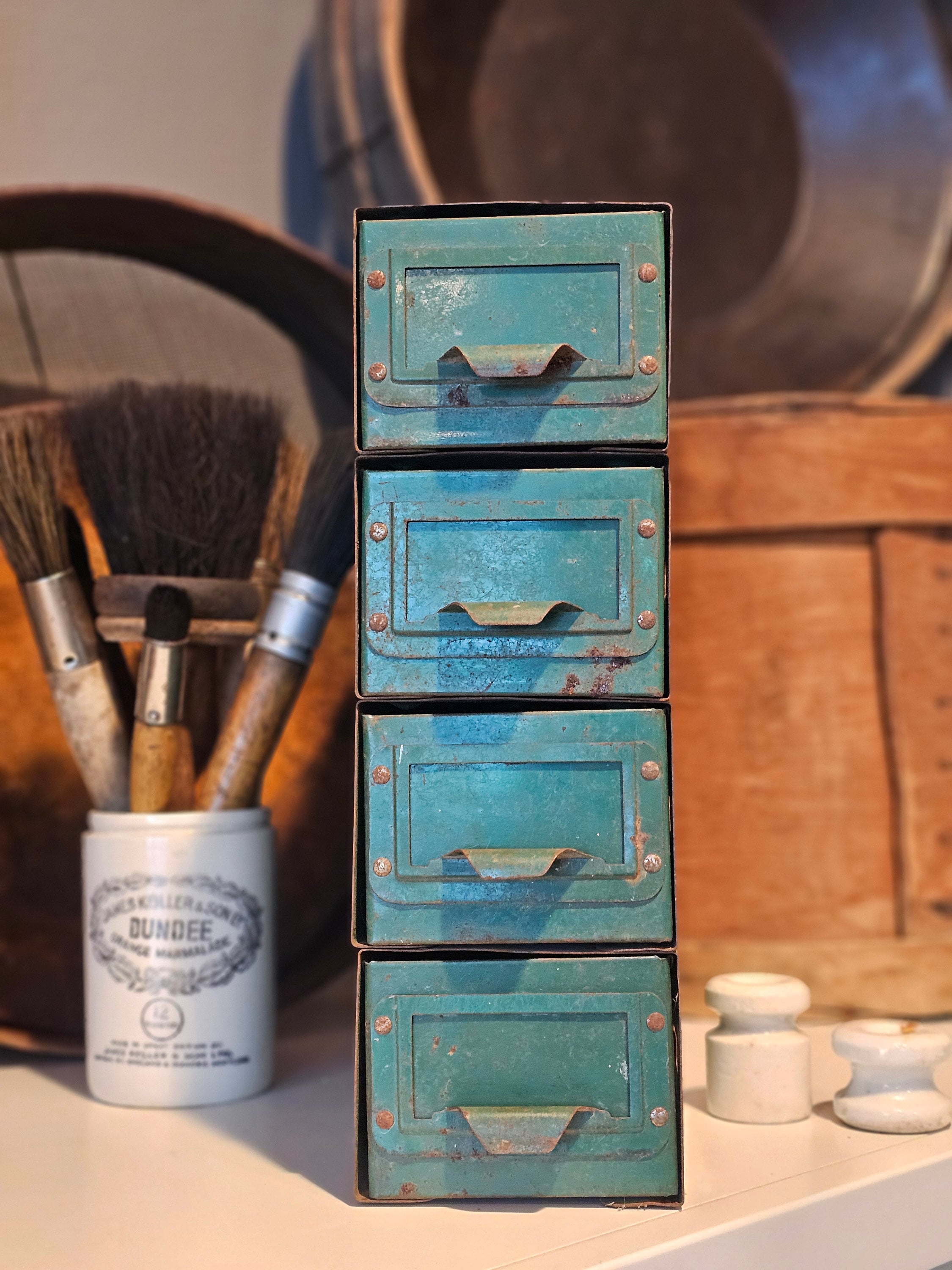 Vintage Metal Mini 4 Drawer / Hardware Parts / Tool Metal Storage ...