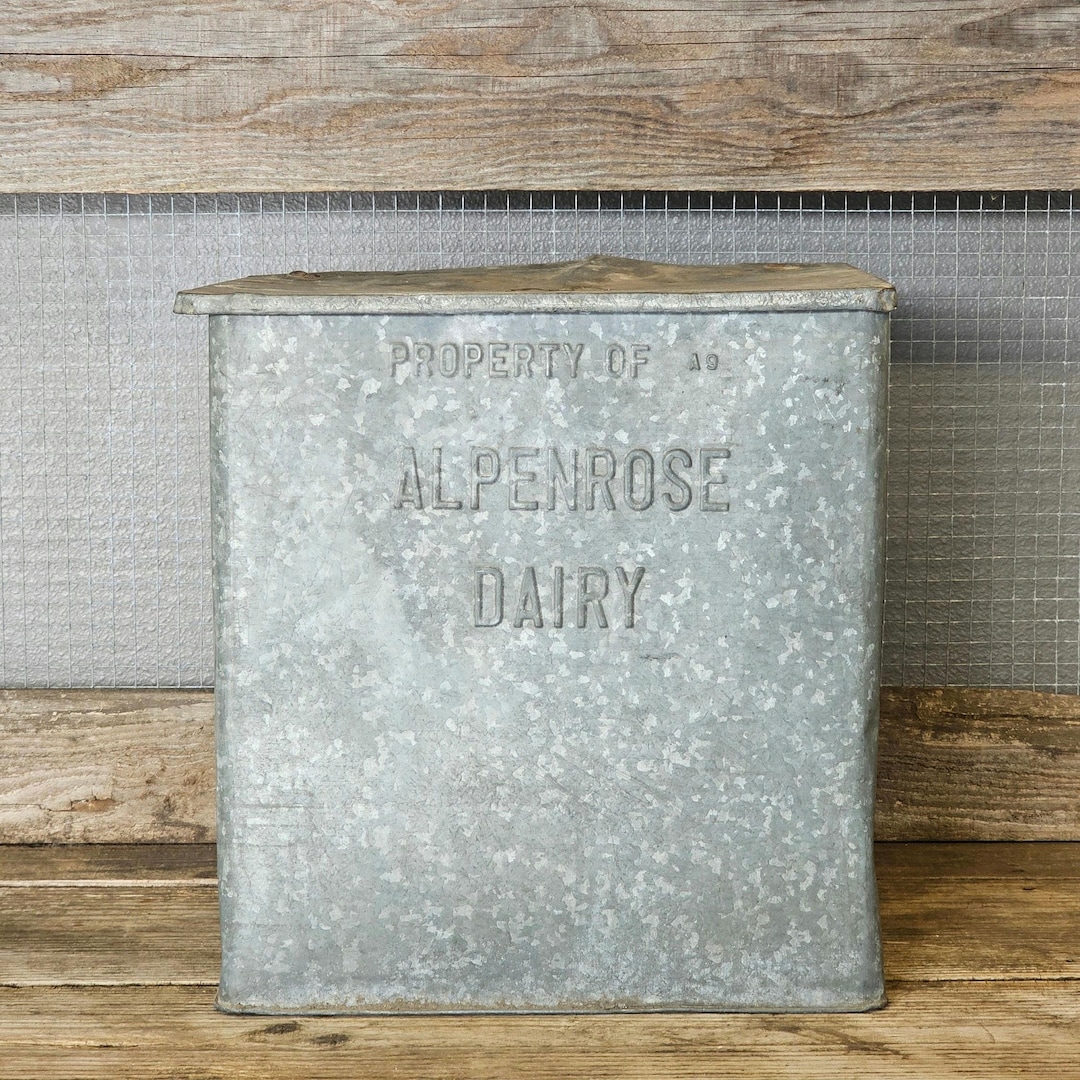Vintage Alpenrose Dairy Galvanized Milk Box / Rustic Advertising ...
