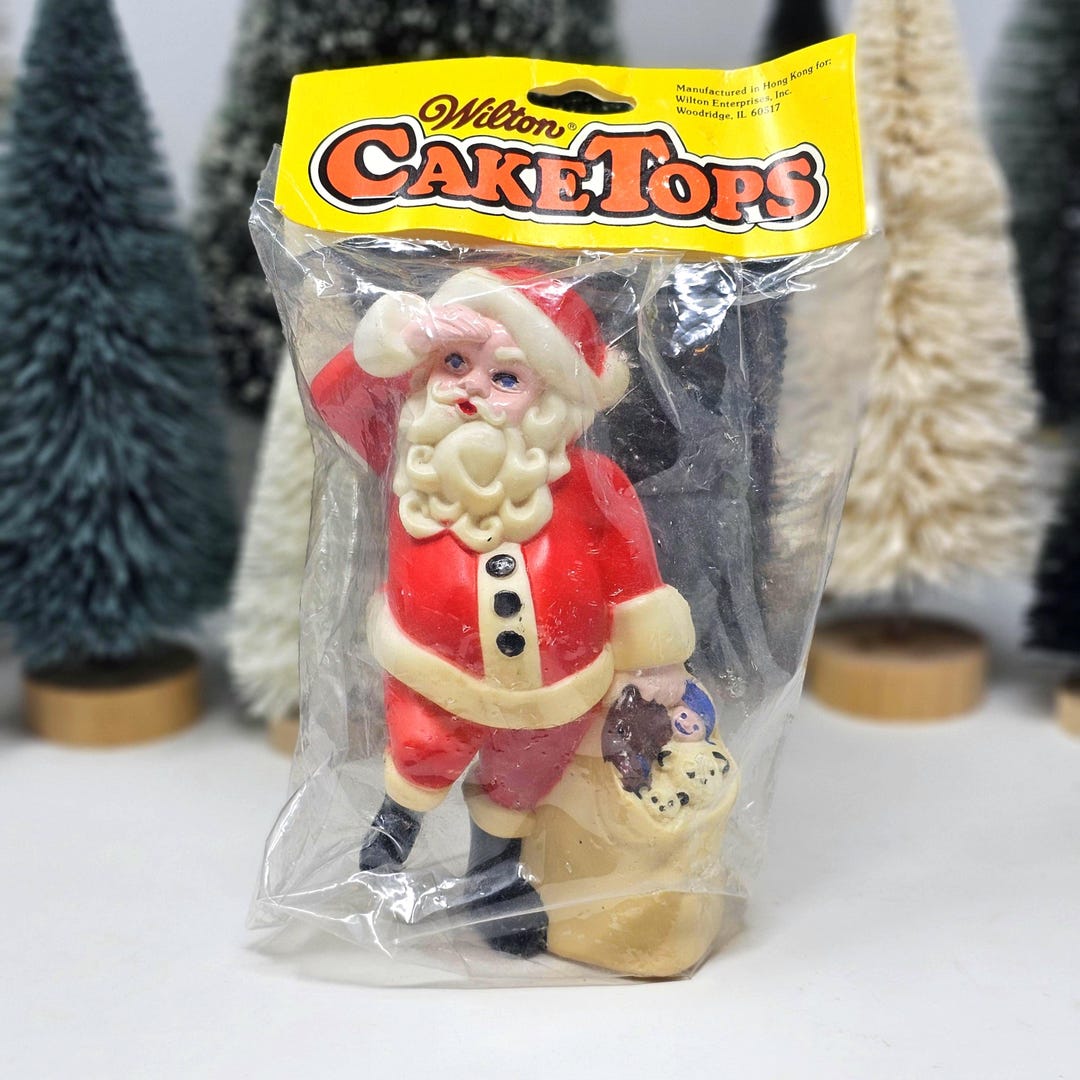 1978 Vintage MCM Wilton Plastic Santa Cake Topper in Orginal Packaging ...