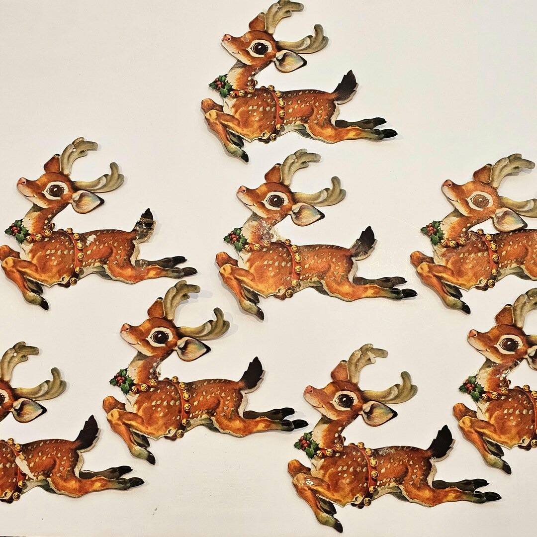 ADORABLE Reindeer Die Cut Set / Vintage Garland Die Cuts - Etsy