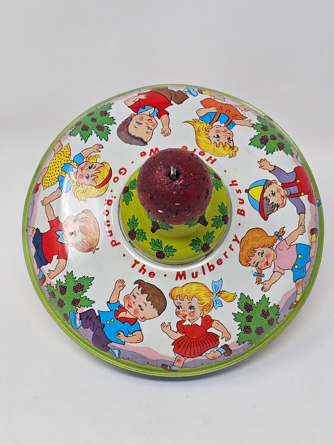 Vintage 1950s Ohio Arts Metal Spinning Top here We Go Round the ...