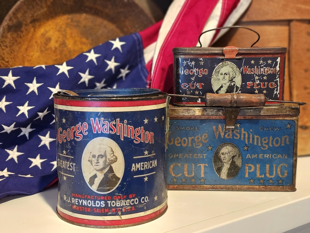 Choice GEORGE WASHINGTON Pipe Plug Tobacco Tins / Americana Decor ...