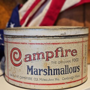 Vintage Campfire Marshmallow Tin Large 5 Lbs. Collectible Tins Home ...