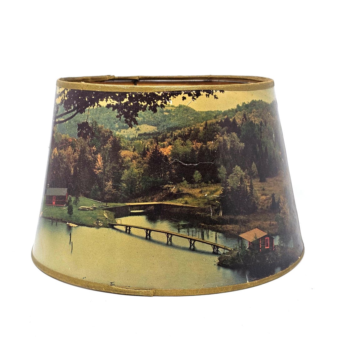 Vintage Fiberglass MCM Outdoor Scene Lamp Shade - Etsy