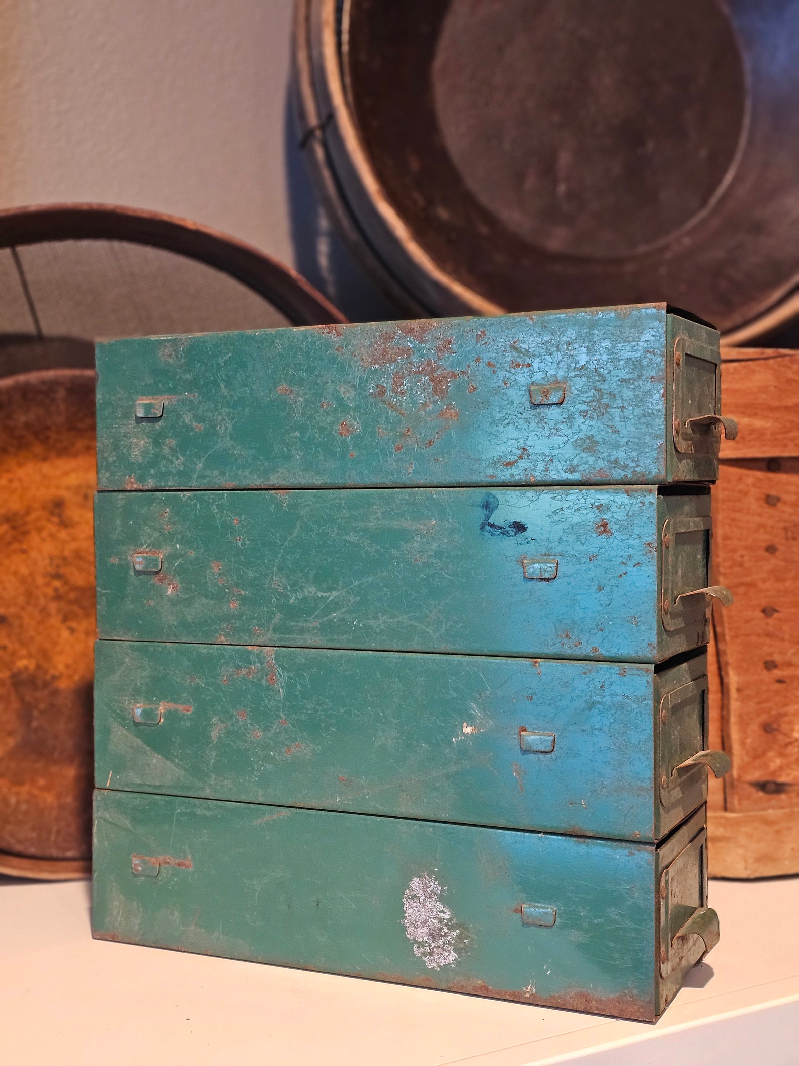 Vintage Metal Mini 4 Drawer / Hardware Parts / Tool Metal Storage ...