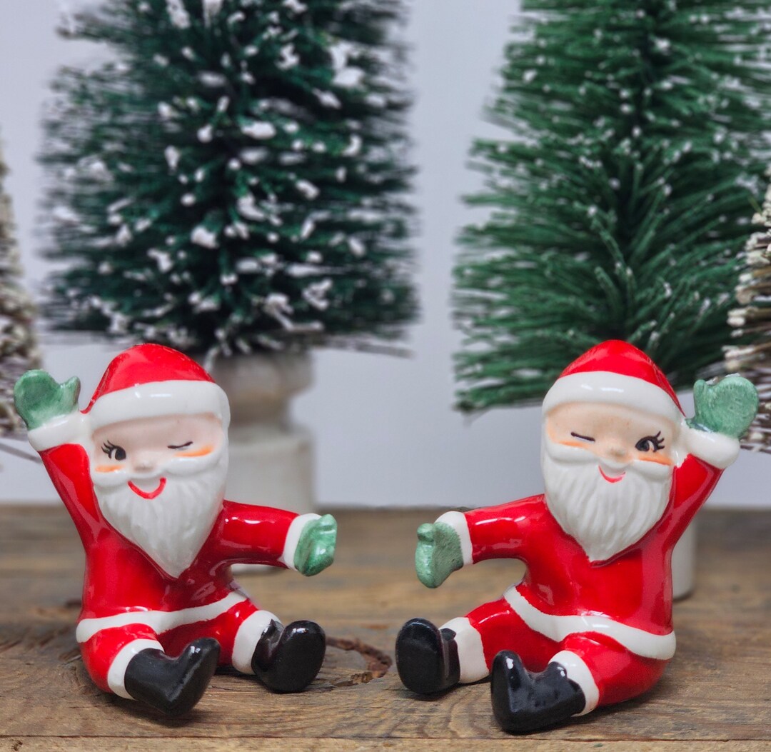 Norcrest Ceramic Christmas Winking Santa Taper Candle Climber Hugger ...