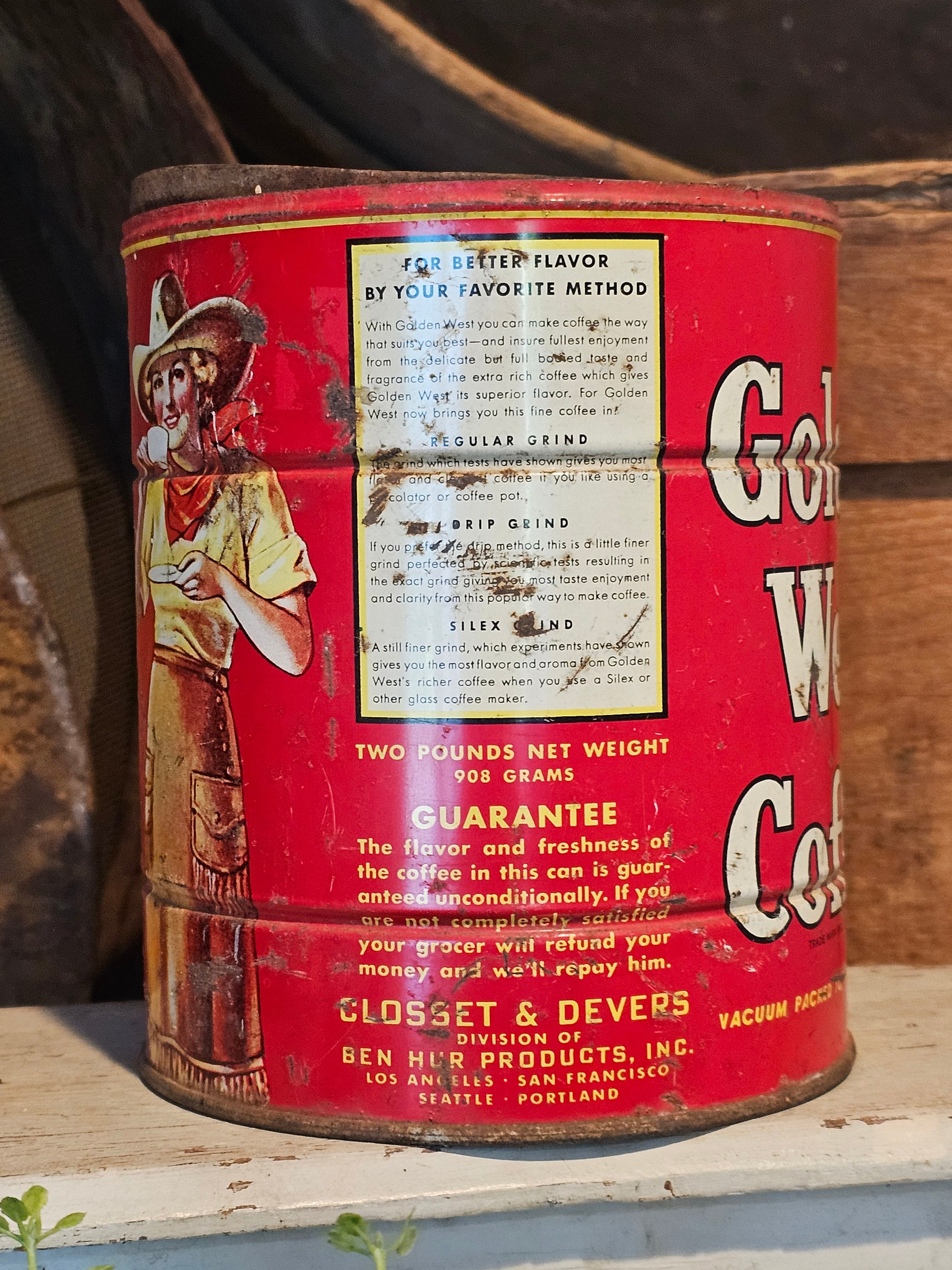 Various Sizes Golden West Coffee Tins / Advertising Tin / Home Decor ...