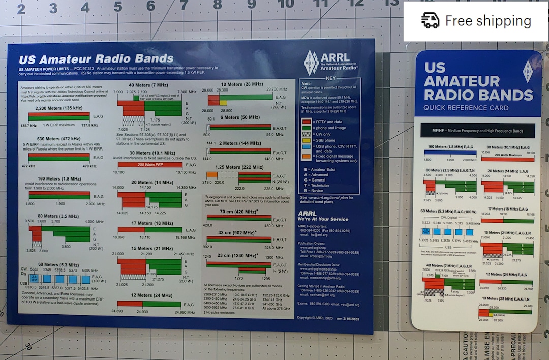 Laminated ARRL US Bands Frequency Charts - Etsy