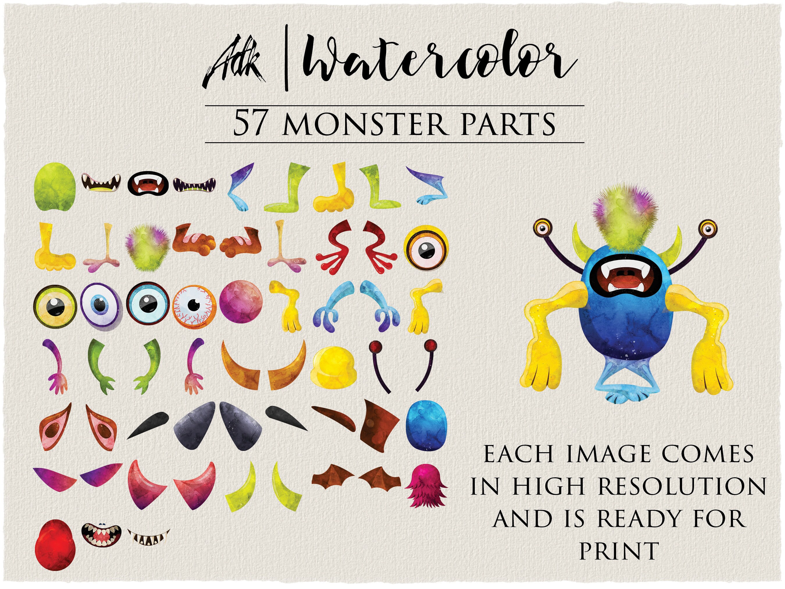 Adorable Monster Maker Clipart Bundle: Create Your Own Creatures ...