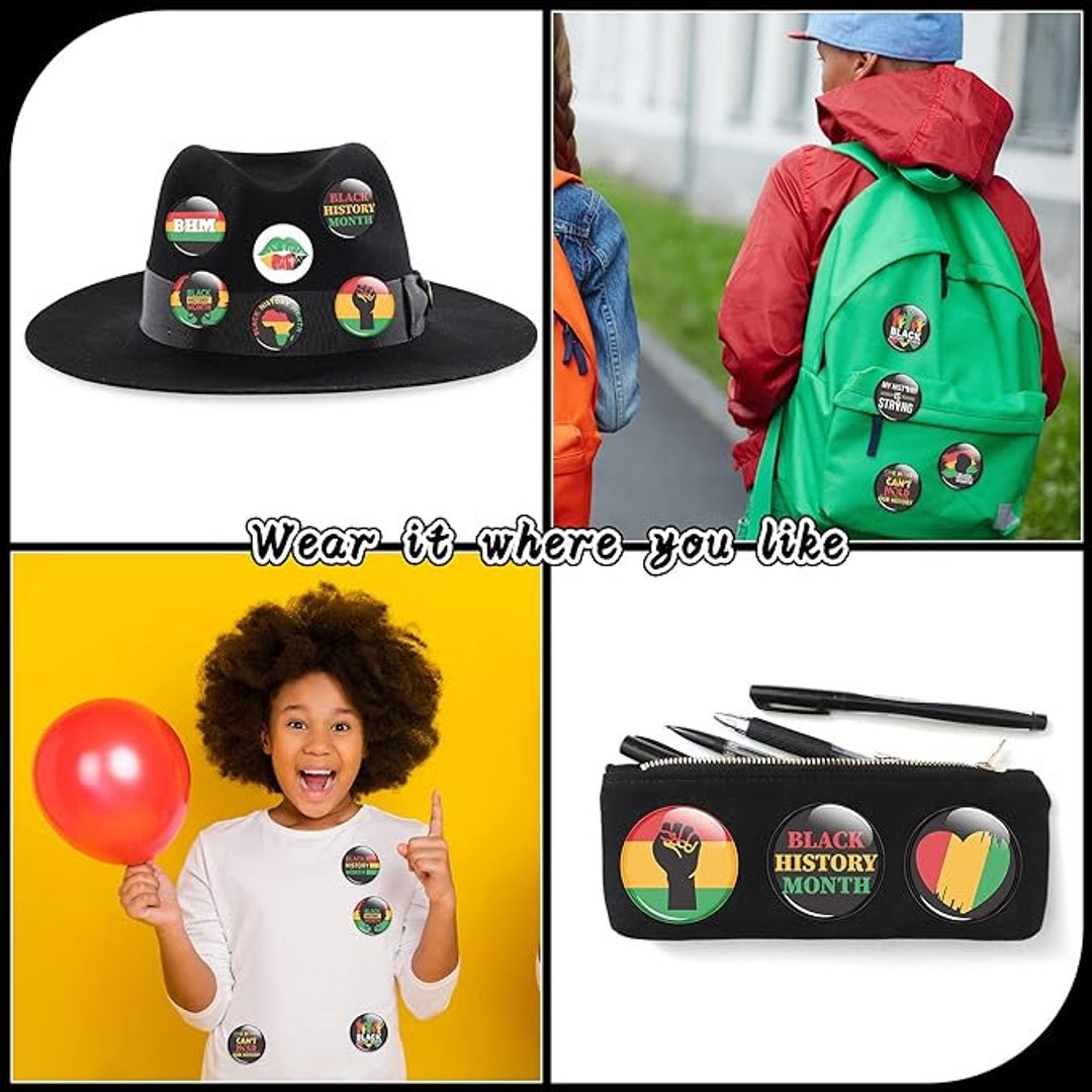40pcs Black History Month Buttons Pins Round Badges My History is ...