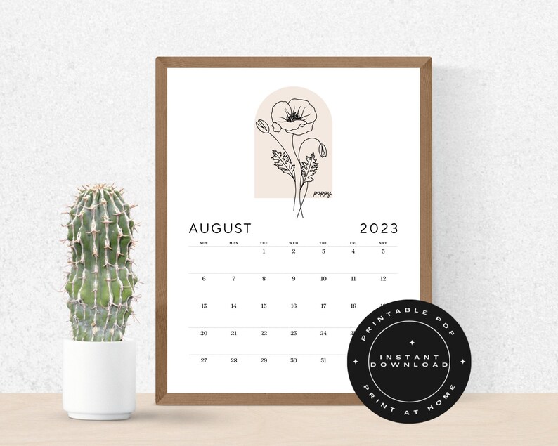 2023 Birth Flower Calendar | Printable Minimalist | Monthly Calendar in ...