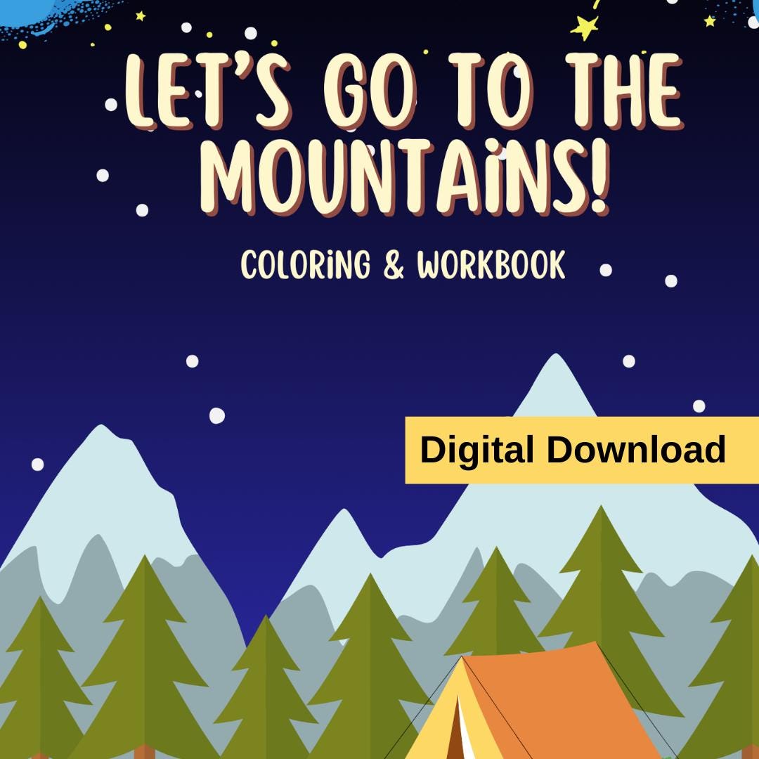Mountain and Nature Themed Coloring and Workbook for Children, Kid's ...