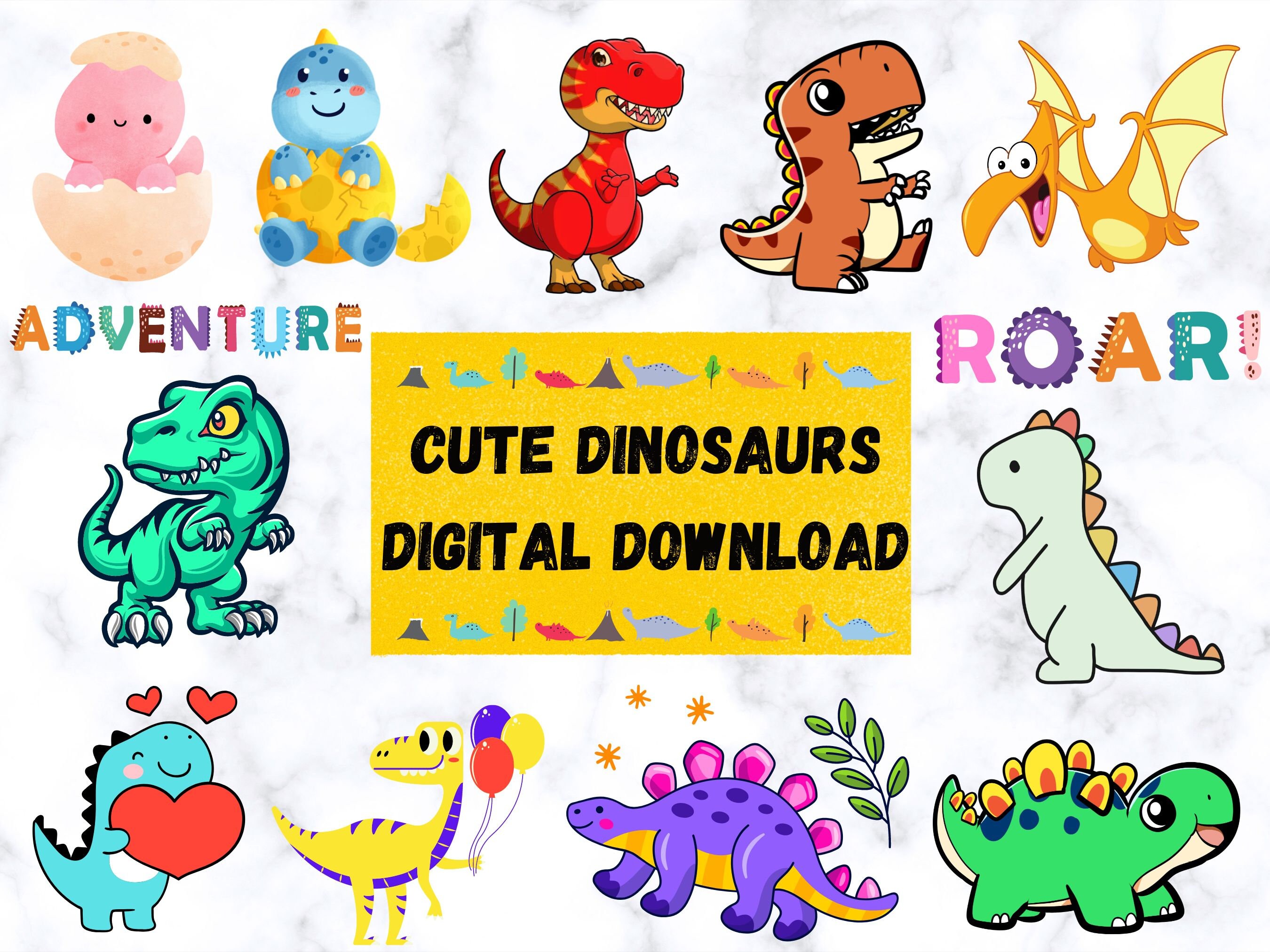Cute Dinosaur Svg Bundle, Baby Dinosaur Silhouette SVG, Dinosaur SVG ...