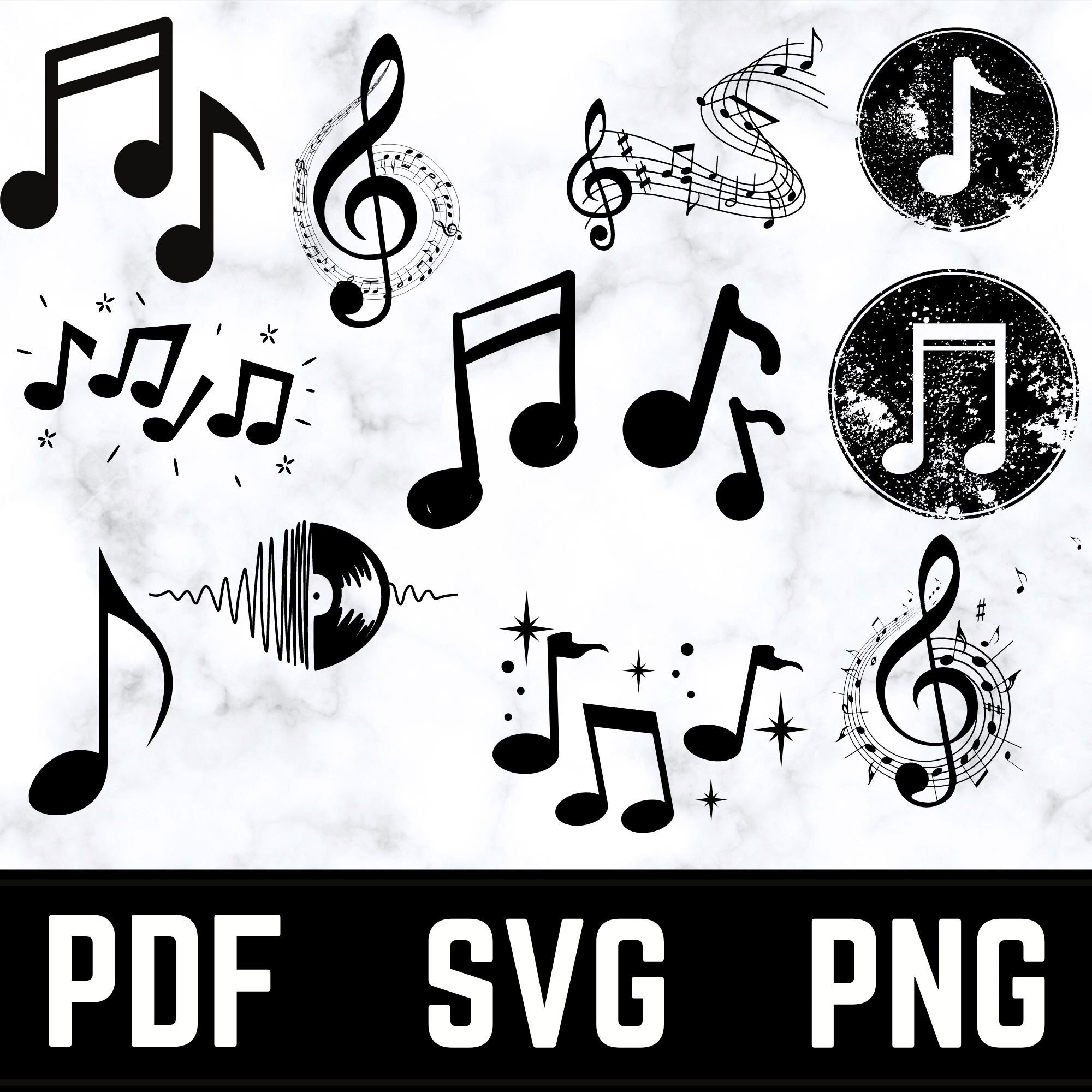 Music Notes SVG , Cut Files , Silhouette ,musical Notes Bundle ,digital ...