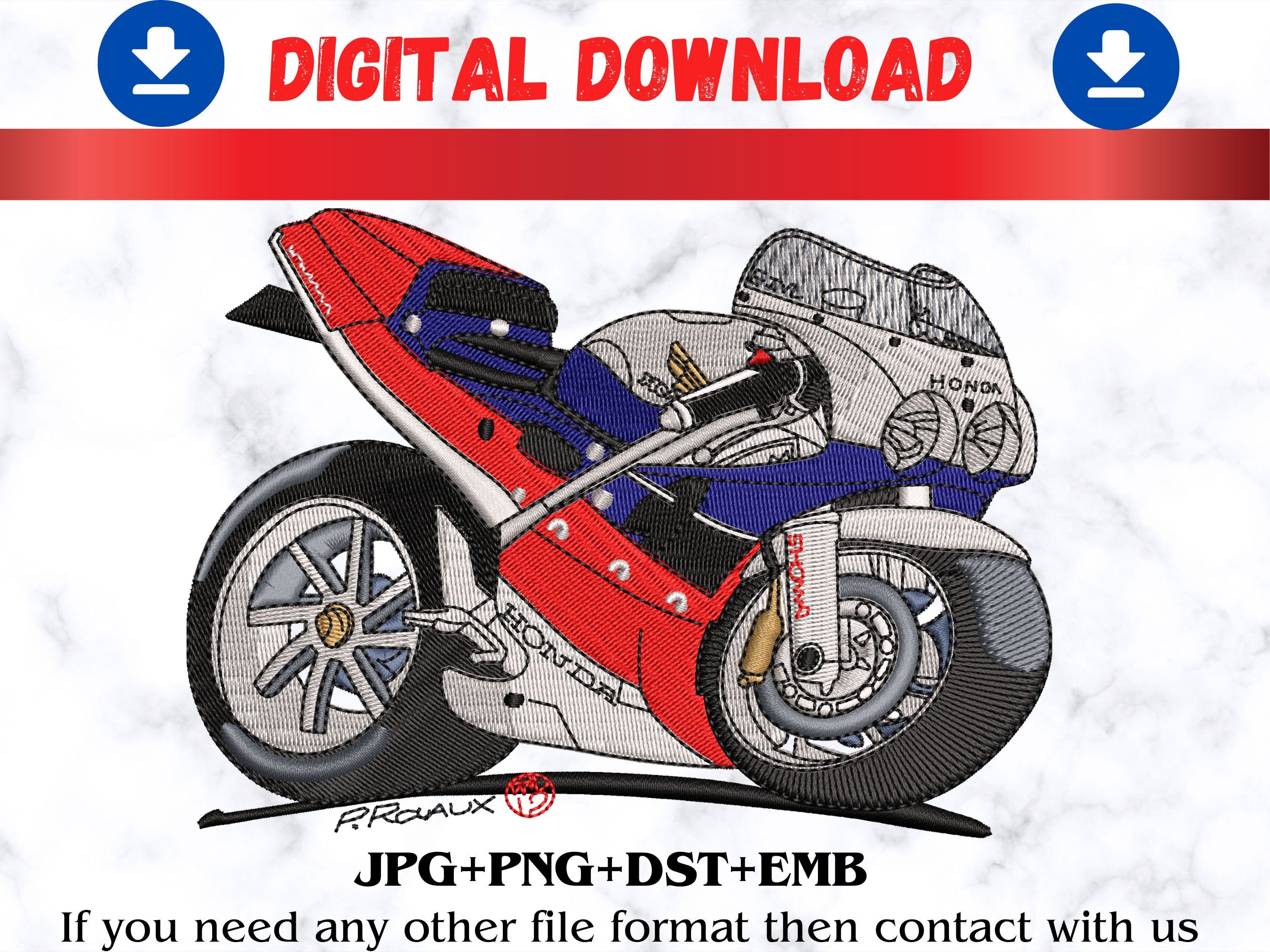 Honda VFR 800 Motorbike Embroidery Design , Honda Motorbike Embroidery ...