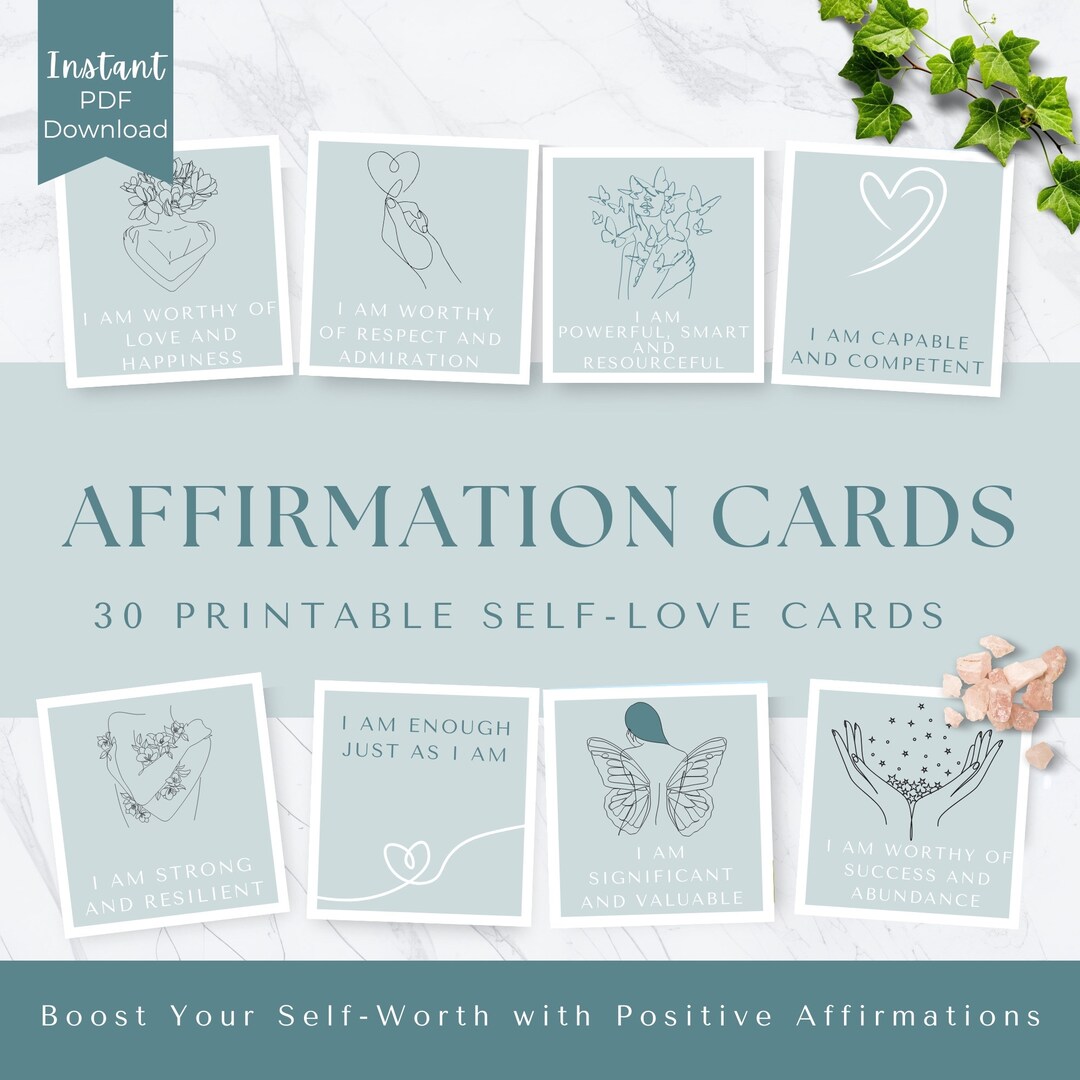 Printable Affirmation Cards, Positive Affirmation Quote, Heal Worthiness Wounds, Teen Girl ...