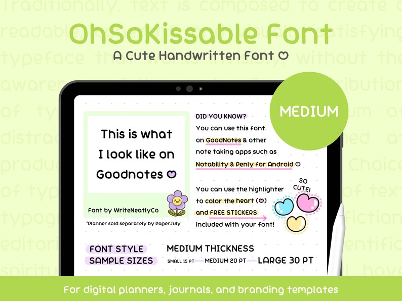 IPad Font | Neat Handwriting Font | Cute Font for Goodnotes Fonts ...