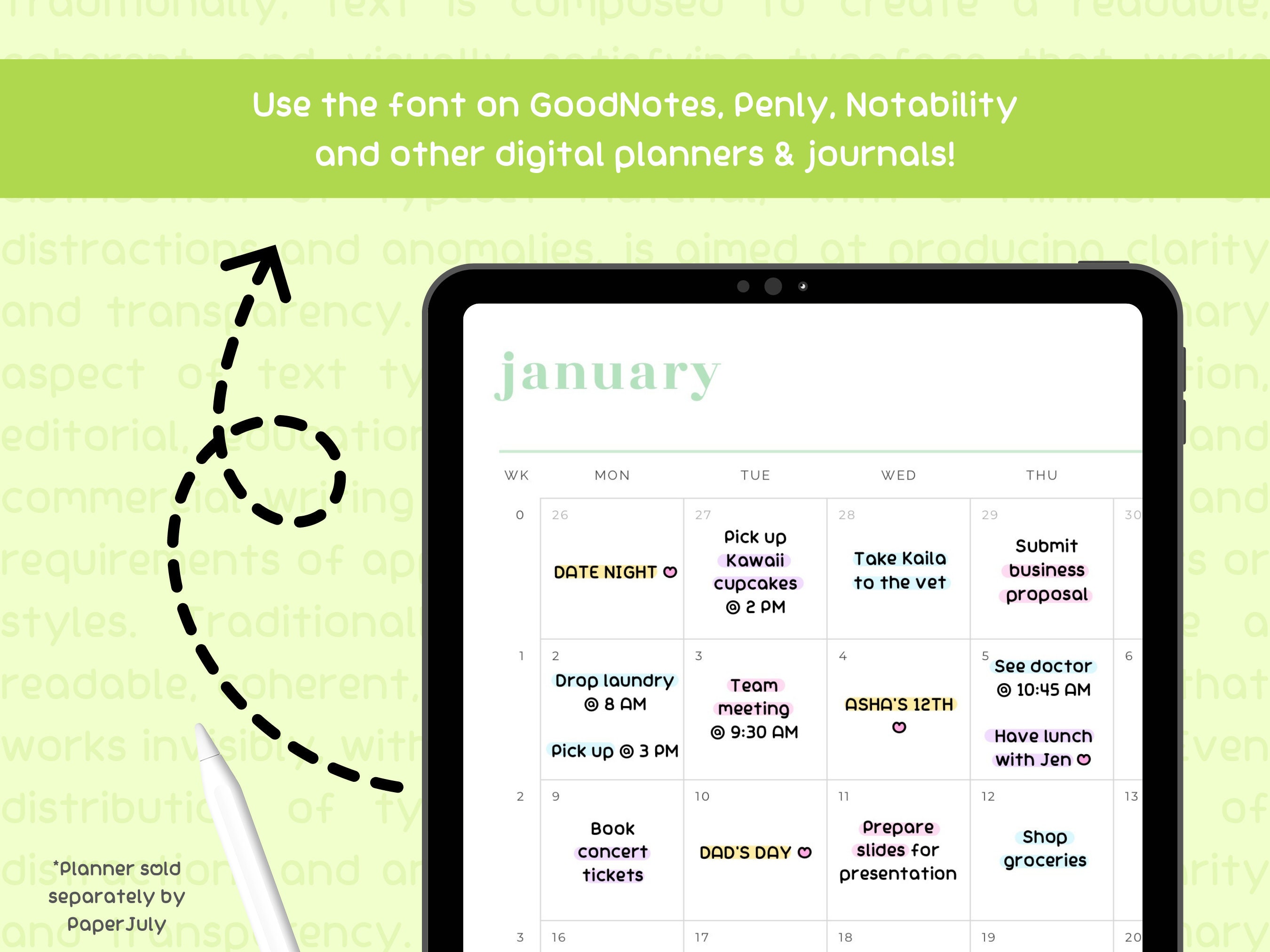IPad Font | Neat Handwriting Font | Cute Font for Goodnotes Fonts ...