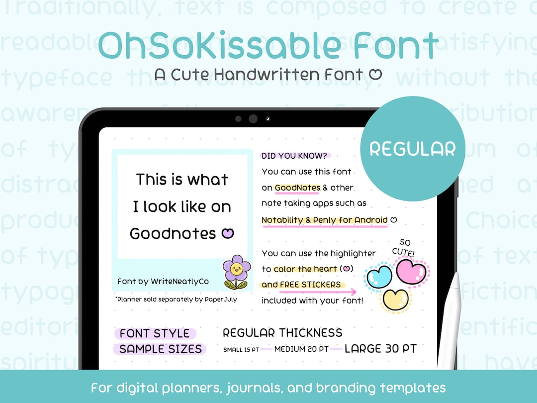 Cute Handwritten Font | Digital Planning Font for Goodnotes Fonts, iPad ...