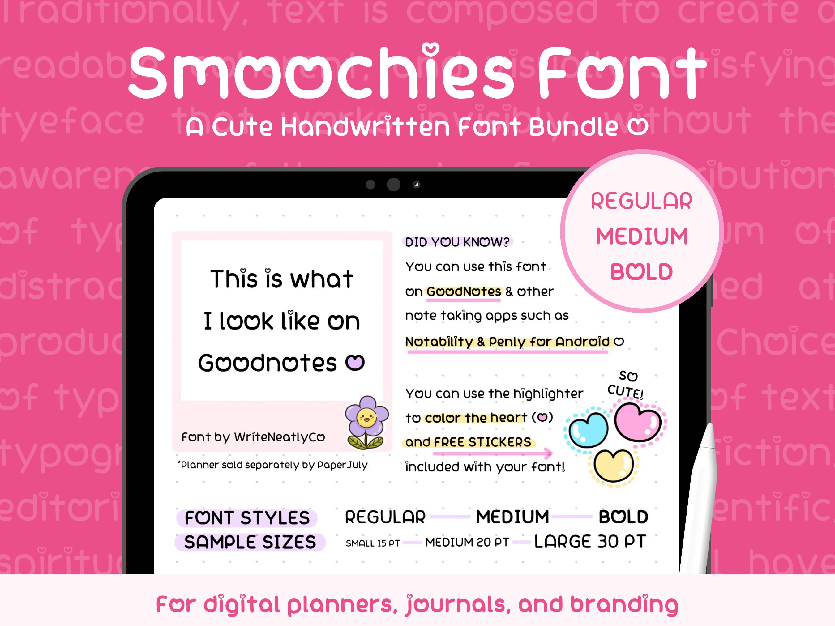 Goodnote Font | Digital Planning Fonts, Handwritten Font, iPad Font, Neat Handwriting Font ...