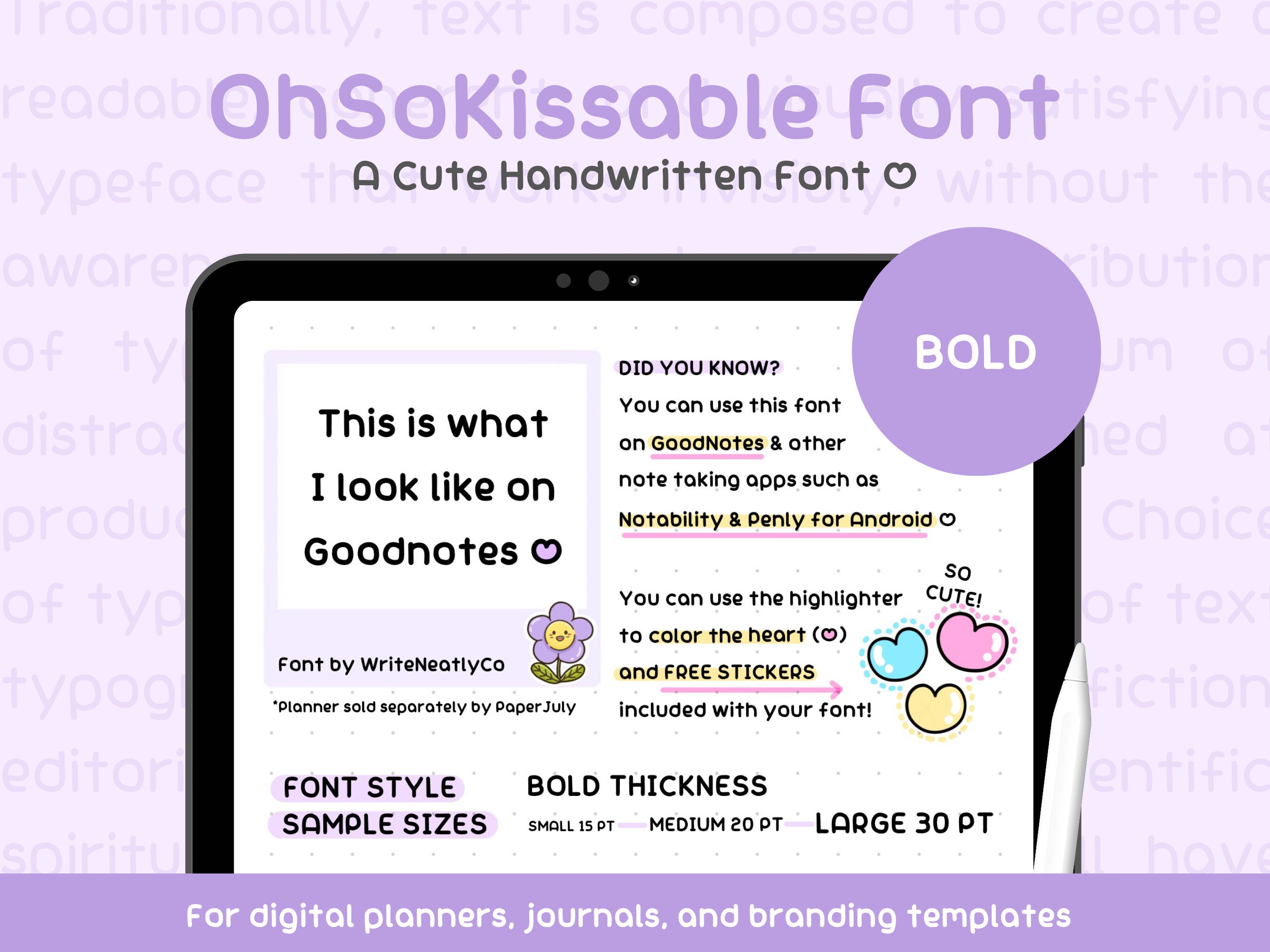 Cute Handwriting Font iPad Font, Bold Font, Goodnote Font, Neat ...