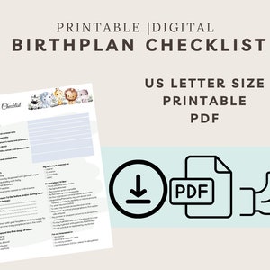 Printable Birth Plan Template Digital Birthing Plan Checklist Labor and ...