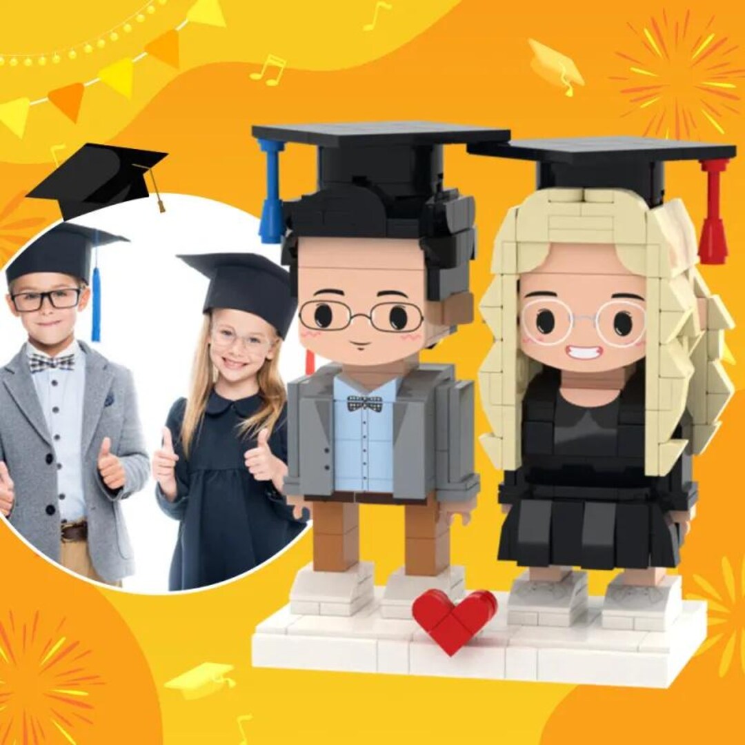 Custom Graduation Child Personalized 2 People Brick Figures – Fully ...