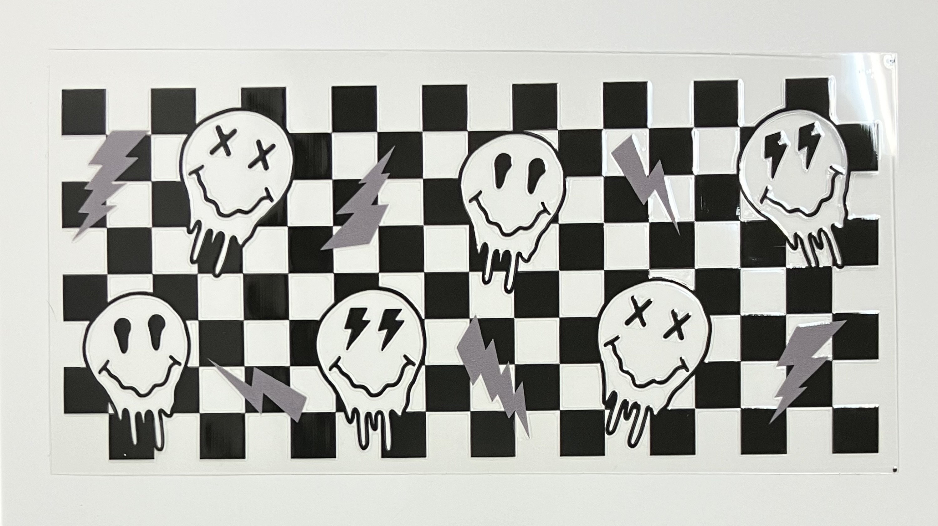 Checkered Melty Smileys UV DTF Cup Wrap - Etsy