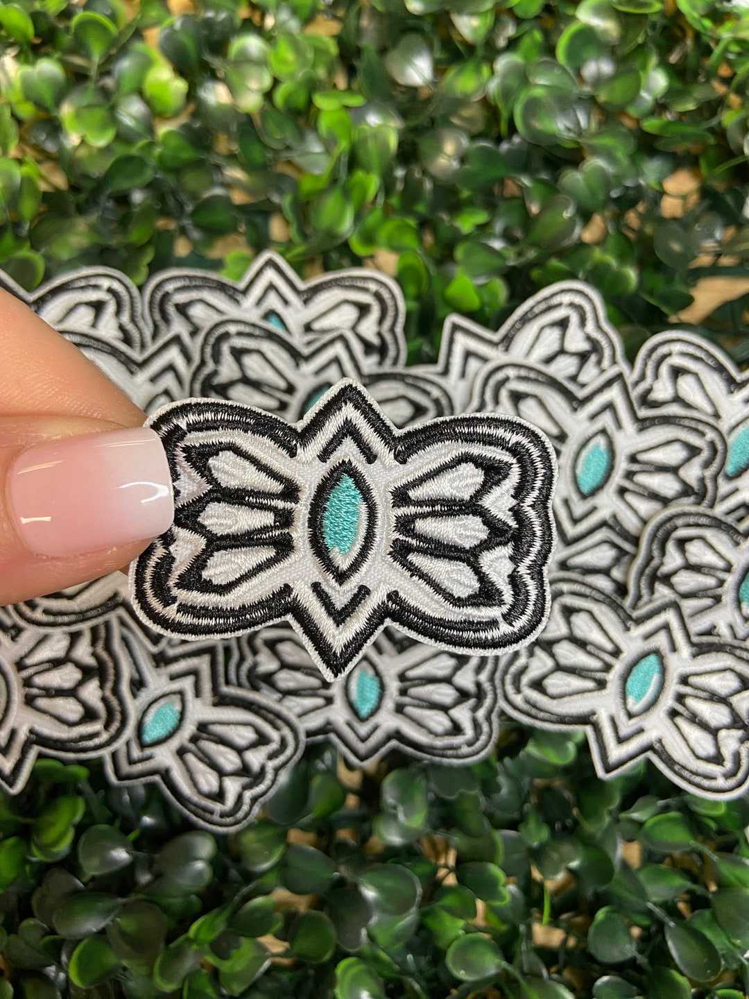 Silver & Turquoise Concho Iron on Patch - Etsy