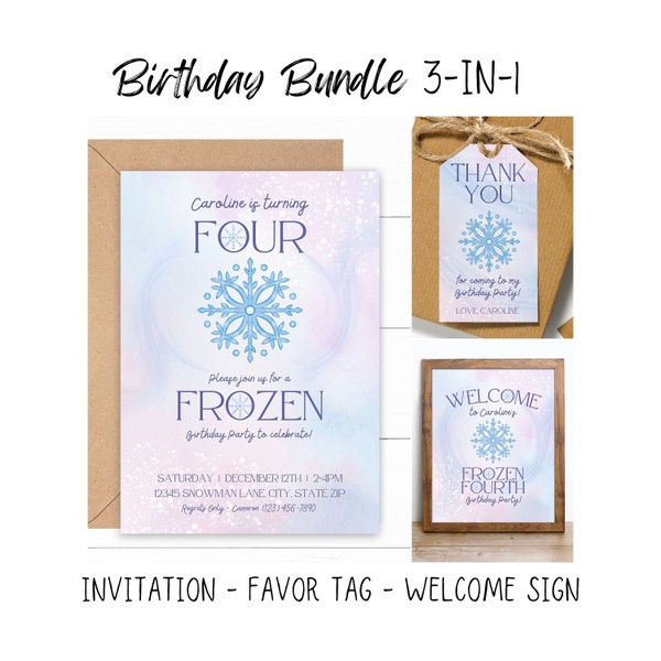 Snowflake Birthday Invitation - Etsy