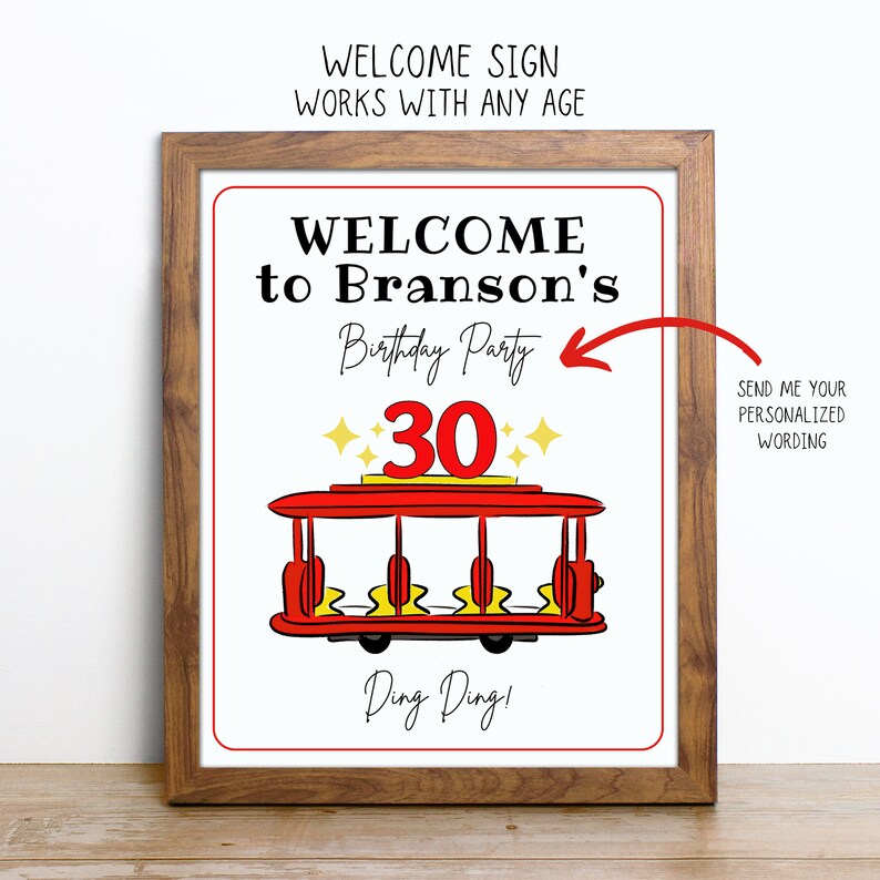 Custom Red Trolley Birthday Invitation, Any Age, Red Trolley Party ...