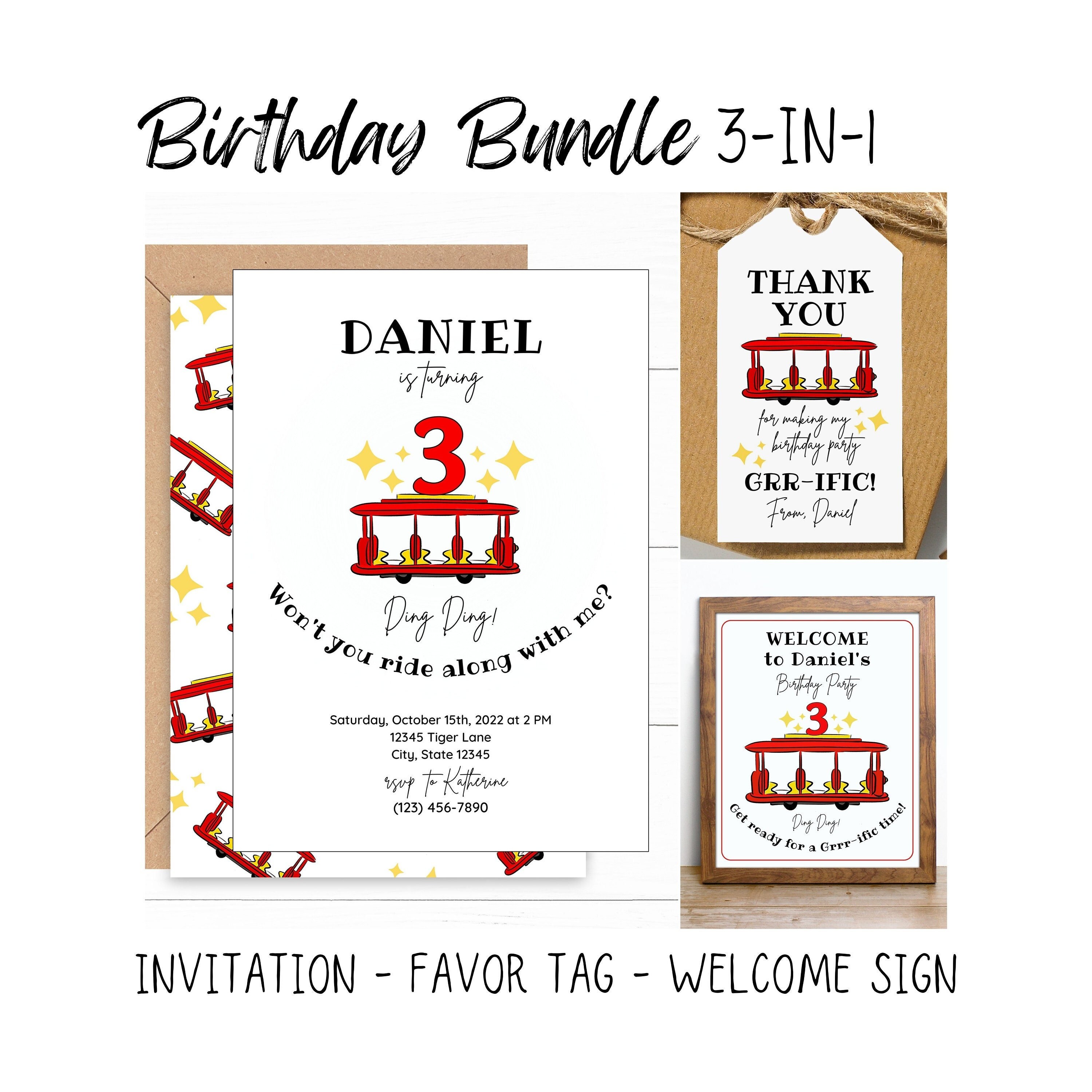 Custom Red Trolley Birthday Invitation Any Age Red Trolley - Etsy