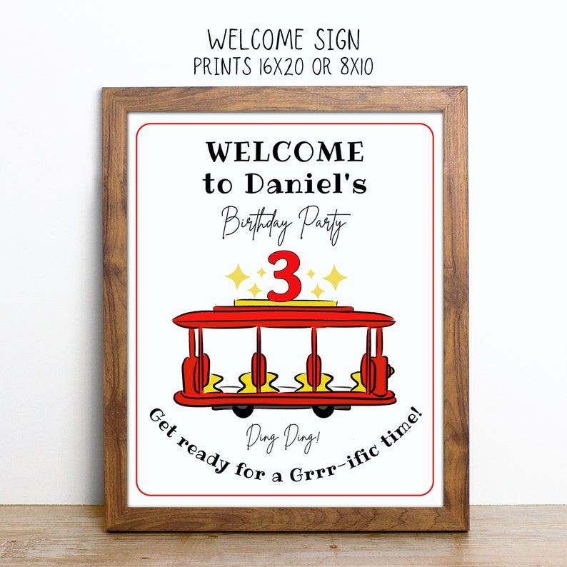 Custom Red Trolley Birthday Invitation, Any Age, Red Trolley Party ...
