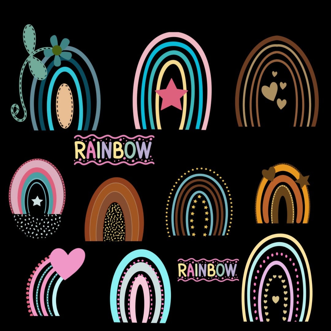 20 Rainbow Clip Art Boho Clip Art Boho Rainbow Clip Art - Etsy