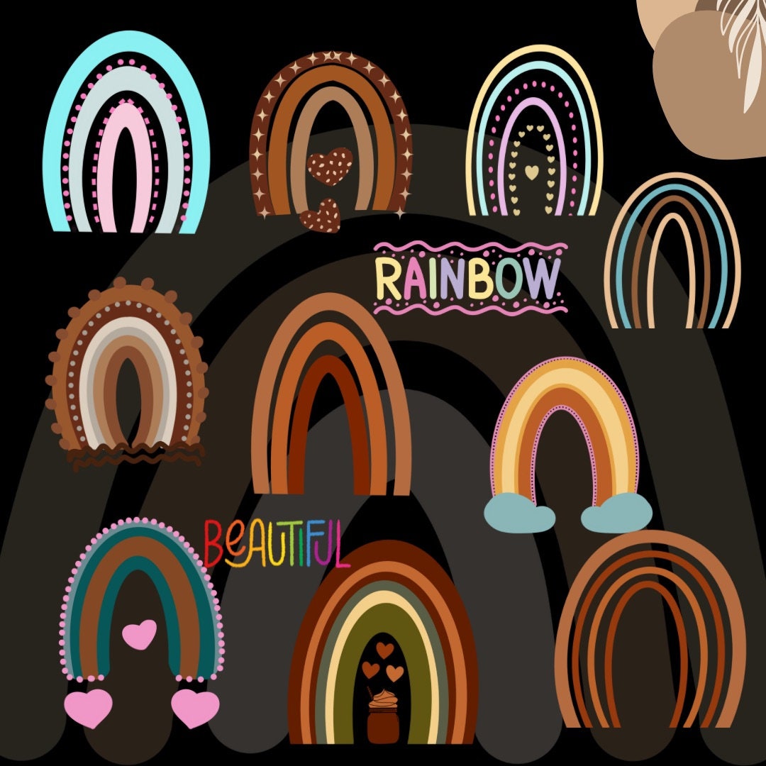 20 Rainbow Clip Art Boho Clip Art Boho Rainbow Clip Art - Etsy