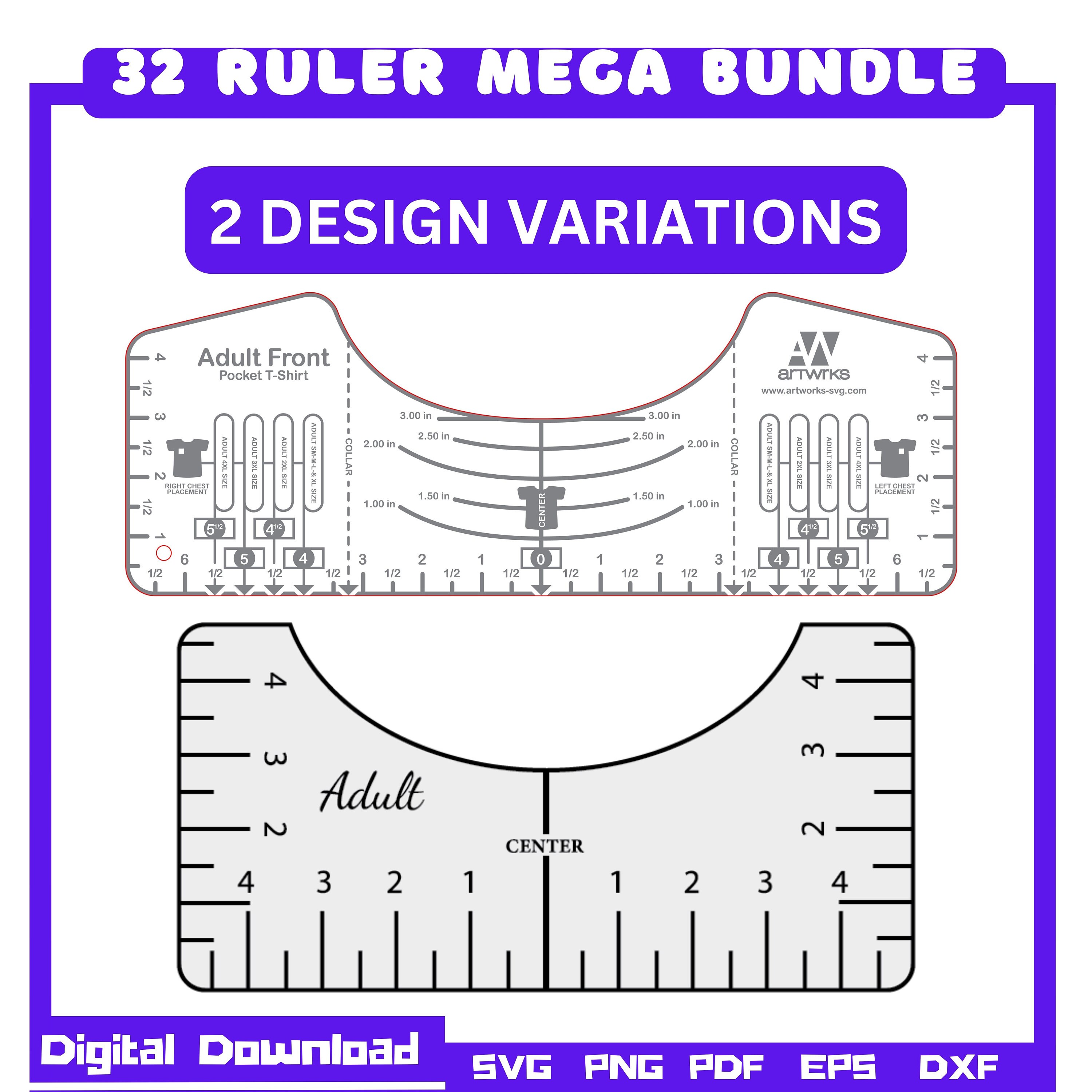 T-shirt Alignment Tool SVG, 32 Ruler Bundle, T Shirts Ruler, Alignment ...