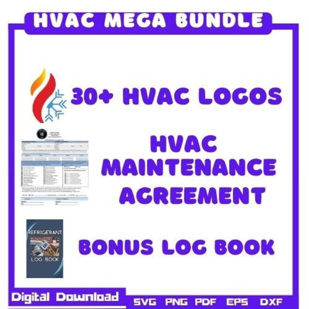 HVAC MEGA BUNDLE, Hvac Svg, Hvac Contract, Hvac Log Book, Hvac Documents. - Etsy