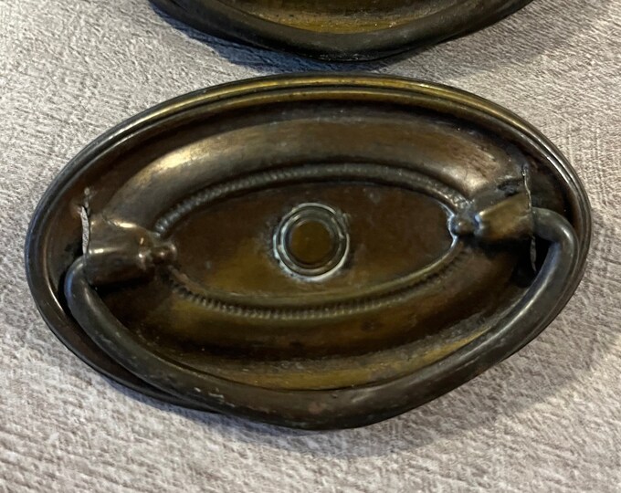Vintage Drawer Pull Aged Brass Color Ornate Oval Pull - Individually ...