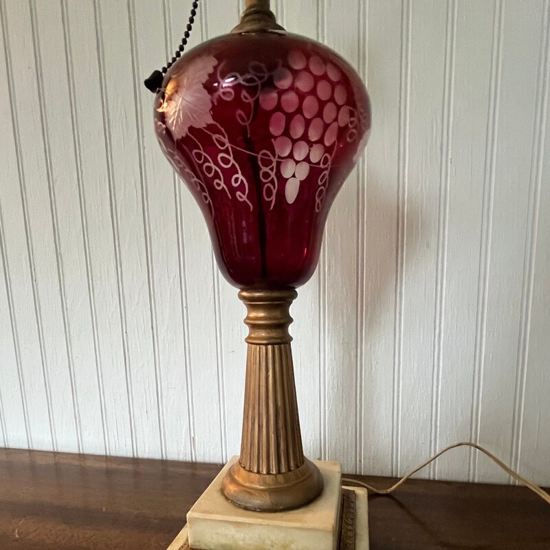 Cranberry Glass Lamp - Etsy