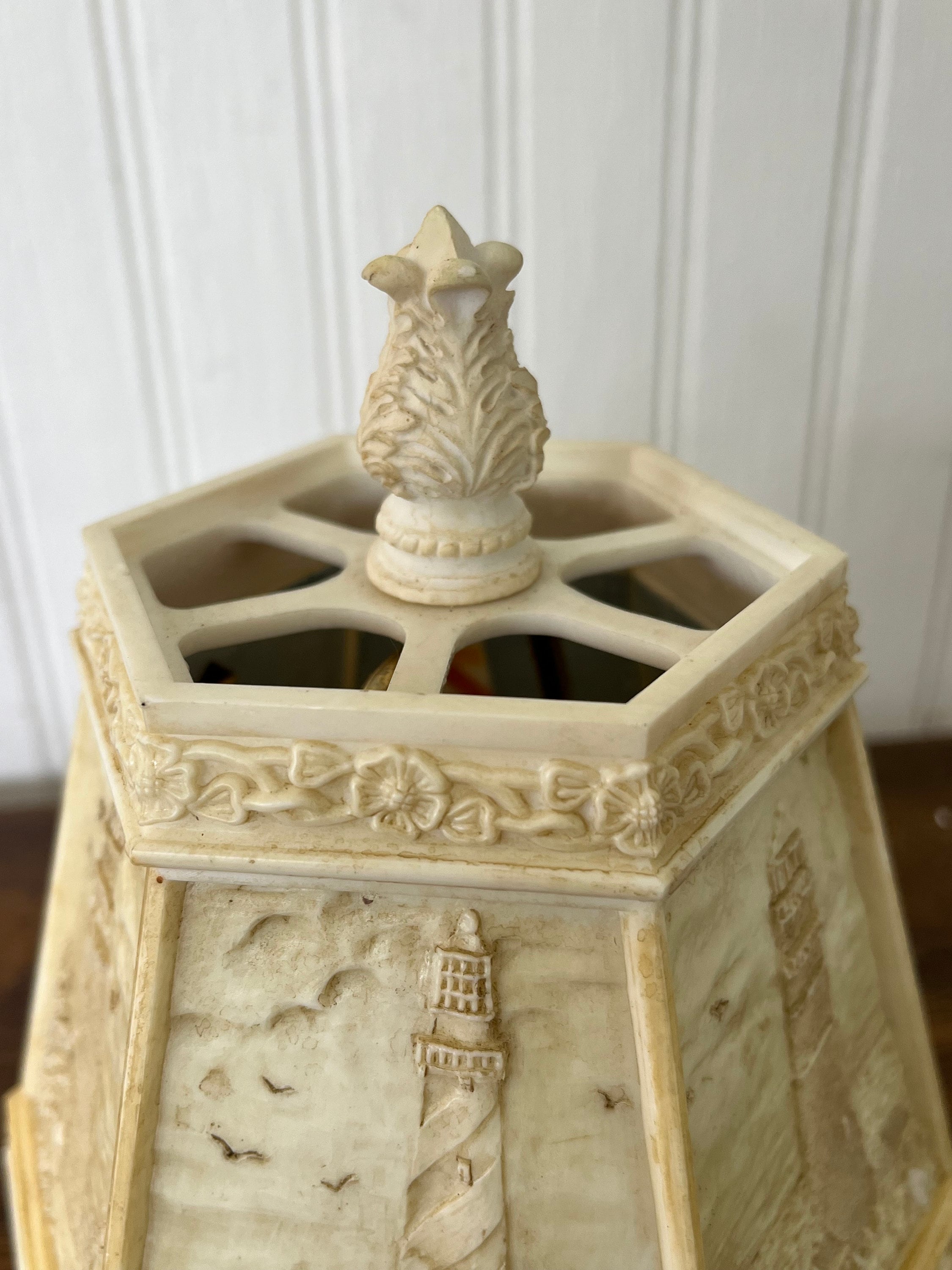 Vintage Lithophane Plastic Lamp Shade Lighthouses Hexagon Hand Painted ...