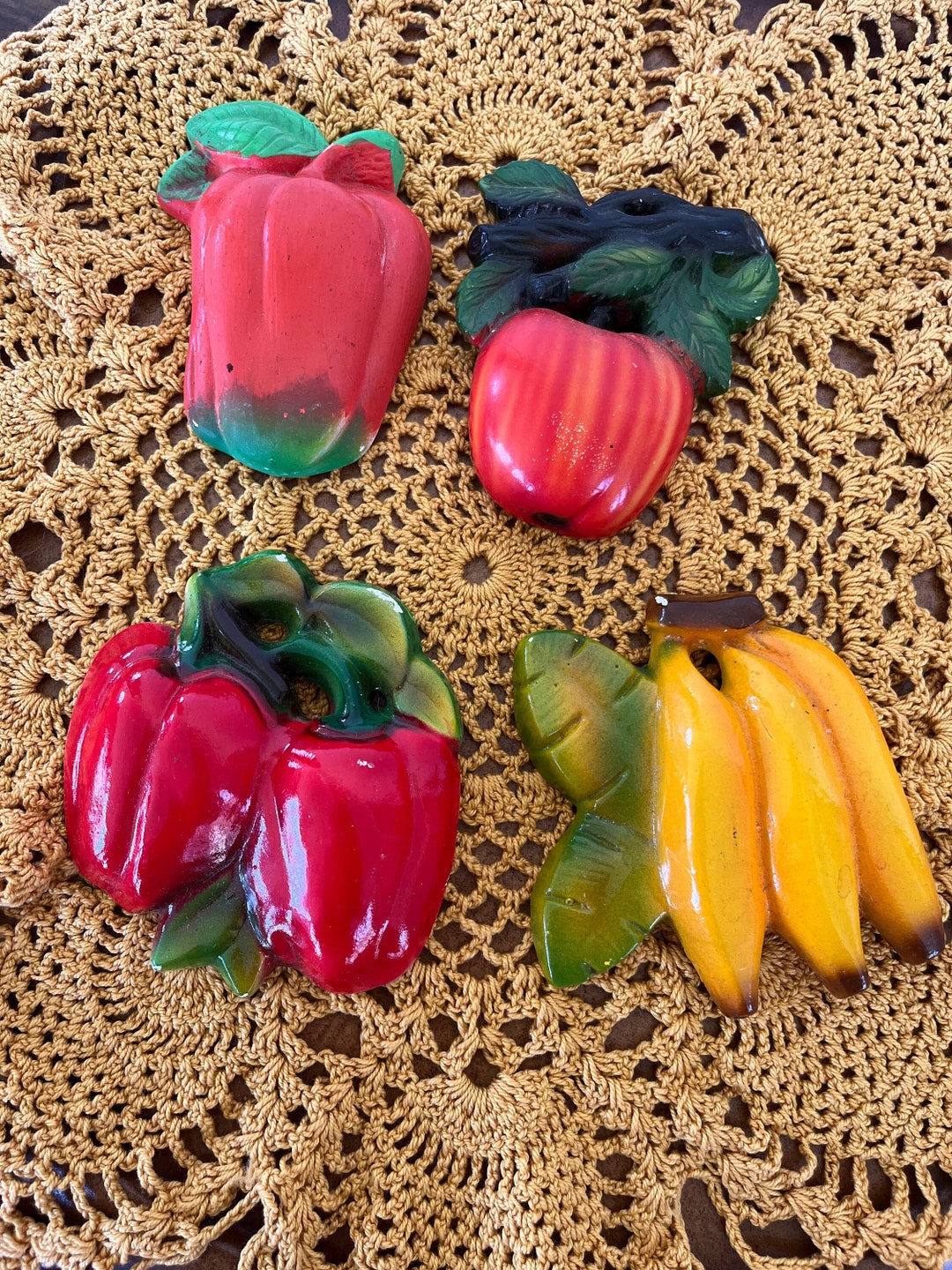 Vintage Chalkware Fruit Set - 4 Piece Décor Collection - Etsy
