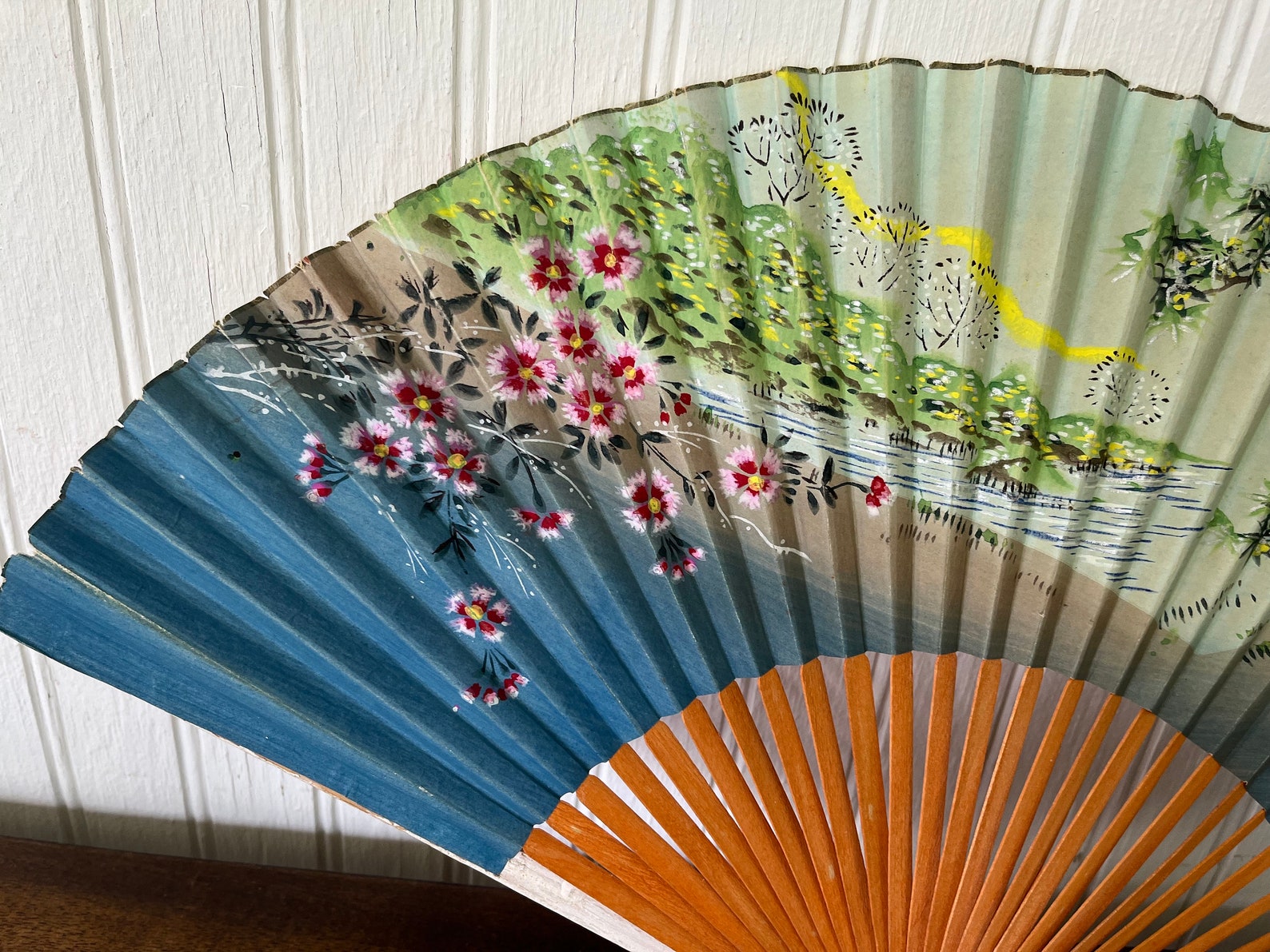 18 Inch Vintage Hand Painted Folding Hand Fan -unbranded Paper Vintage ...