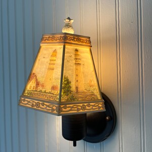 Vintage Lithophane Plastic Lamp Shade Lighthouses Hexagon Hand Painted ...