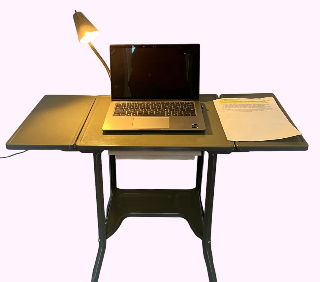 TYPEWRITER DESK With Working Light, Student Desk, Vintage Adjustable ...