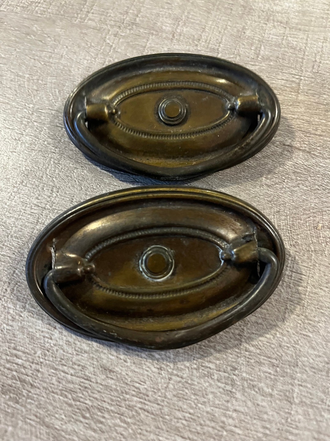 Vintage Drawer Pull Aged Brass Color Ornate Oval Pull Individually ...