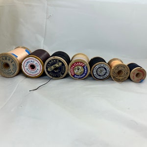 Timeless Treasures: Vintage Thread Set 7 Spools on Antique Wooden ...