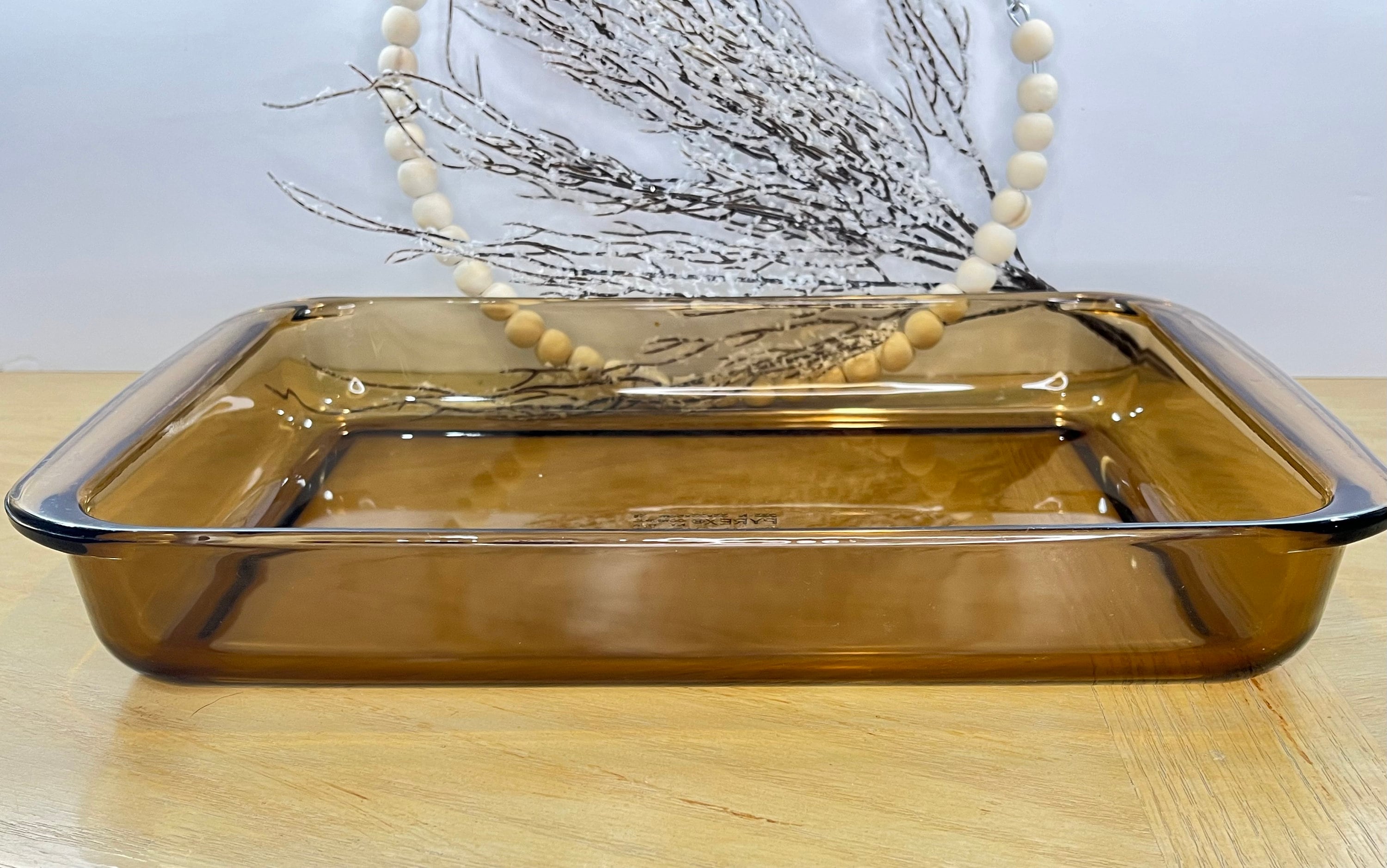 Farmhouse Vintage Pyrex Wicker Rattan Basket Tray 9x13 Amber Pyrex ...