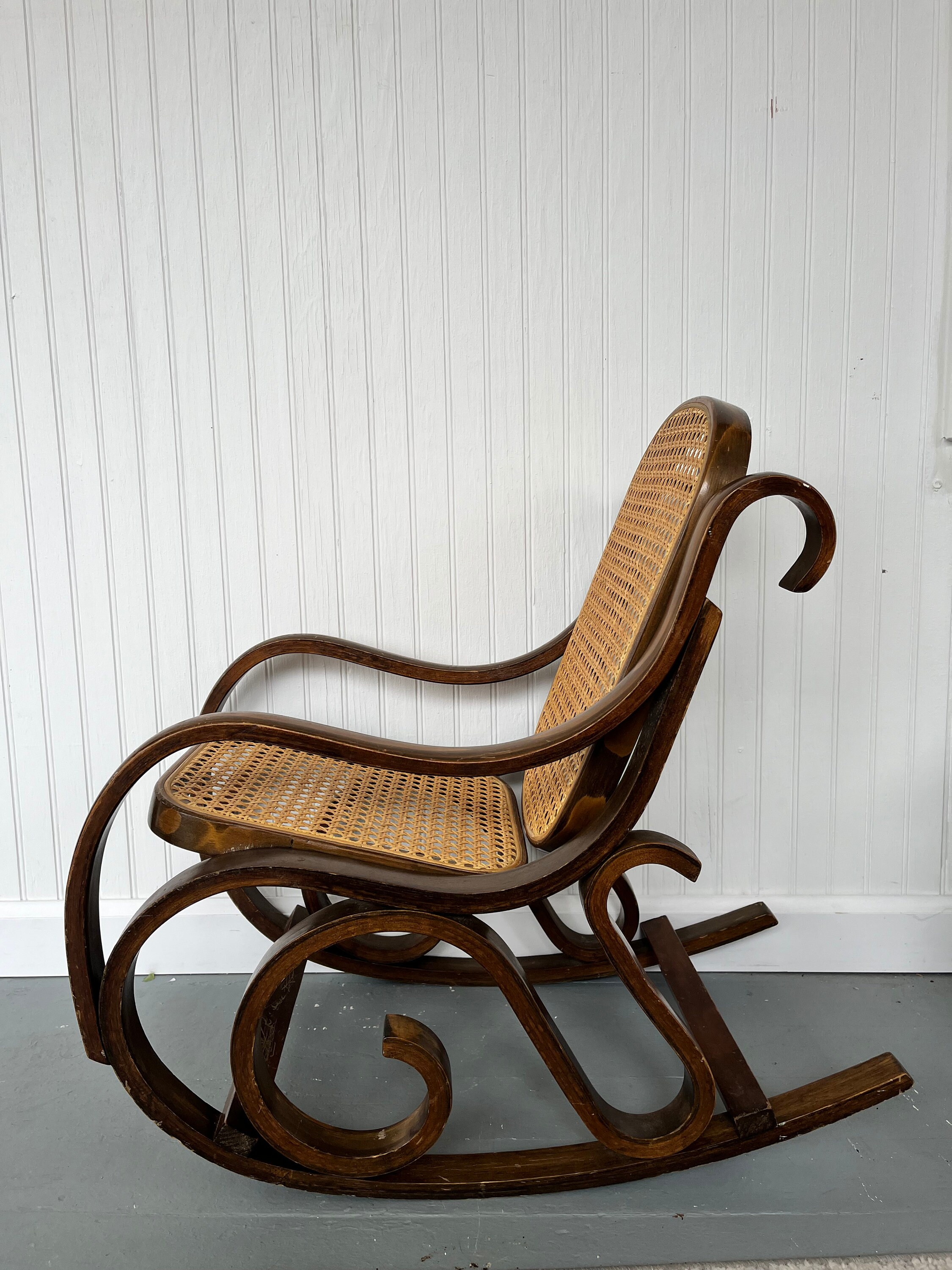 Vintage Childrens Mid-century Modern Thonet Style Bentwood Rocker With ...