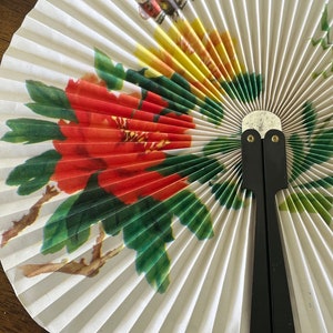 Vintage Chinese Paper Hand Fans Butterfly Flowers Roses Branches - Made ...